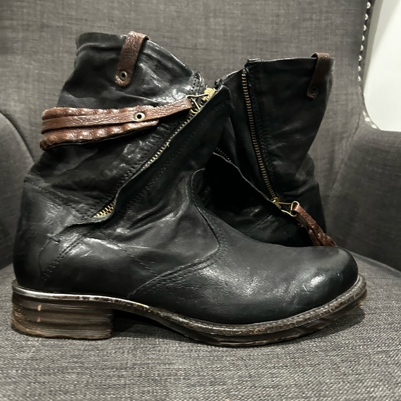 A.S.98 | Shoes | As98 Saint Metal Zip Black Leather Boots | Poshmark